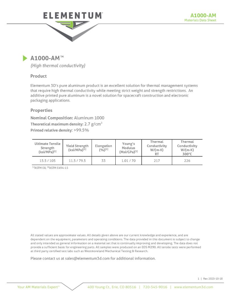 Data Sheets – Elementum 3D